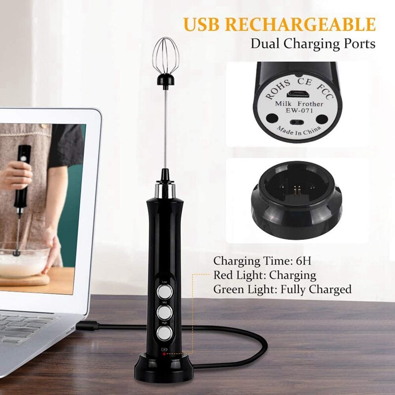 Usb Oplaadbare Melkopschuimer Handheld Elektrische... – Grandado
