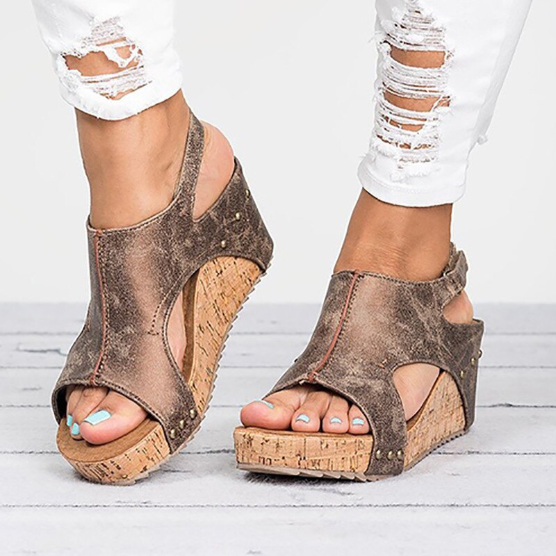 Plus Size Women Sandals Ankle Strap Straw Platform... – Vicedeal