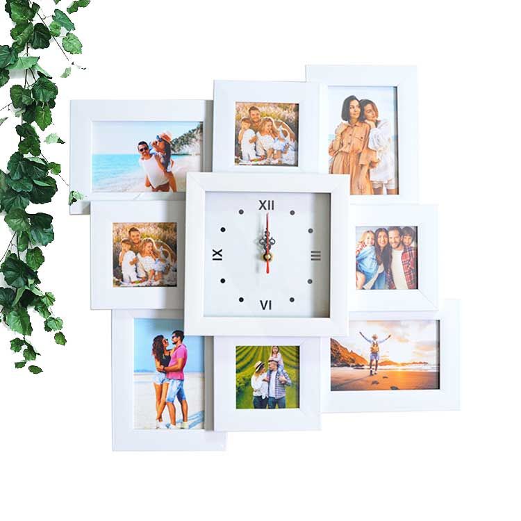 Clocks 8 Photo White Decorative Wall Frame – Grandado