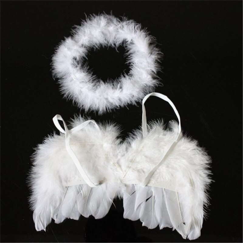 White Newborn Baby Full Moon Angel Feather Wings P... – Vicedeal