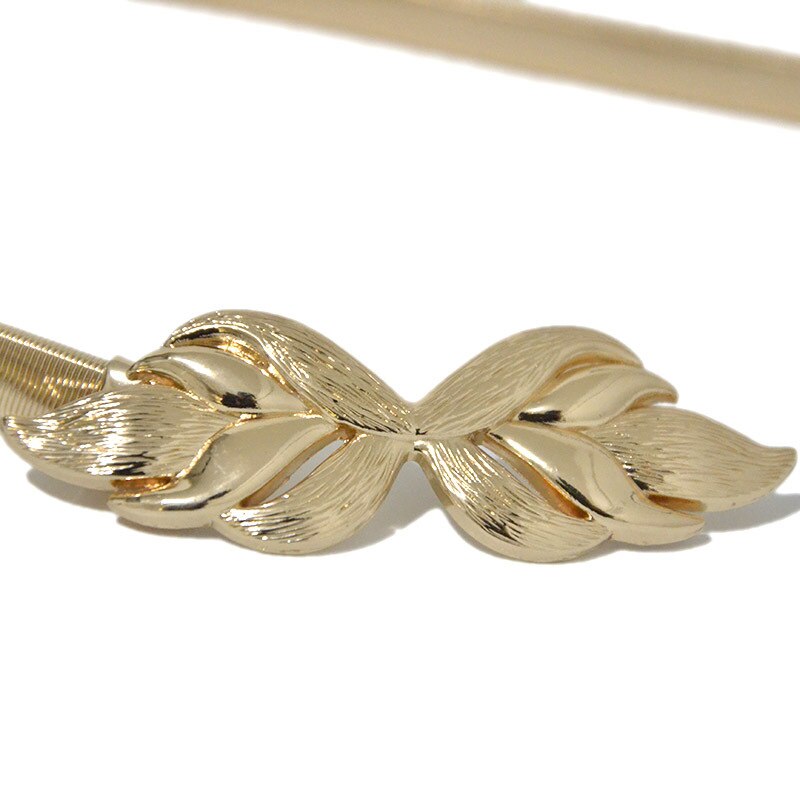 Leaves Buckle Gold Belts for Women Metal Thin Belt... – Vicedeal