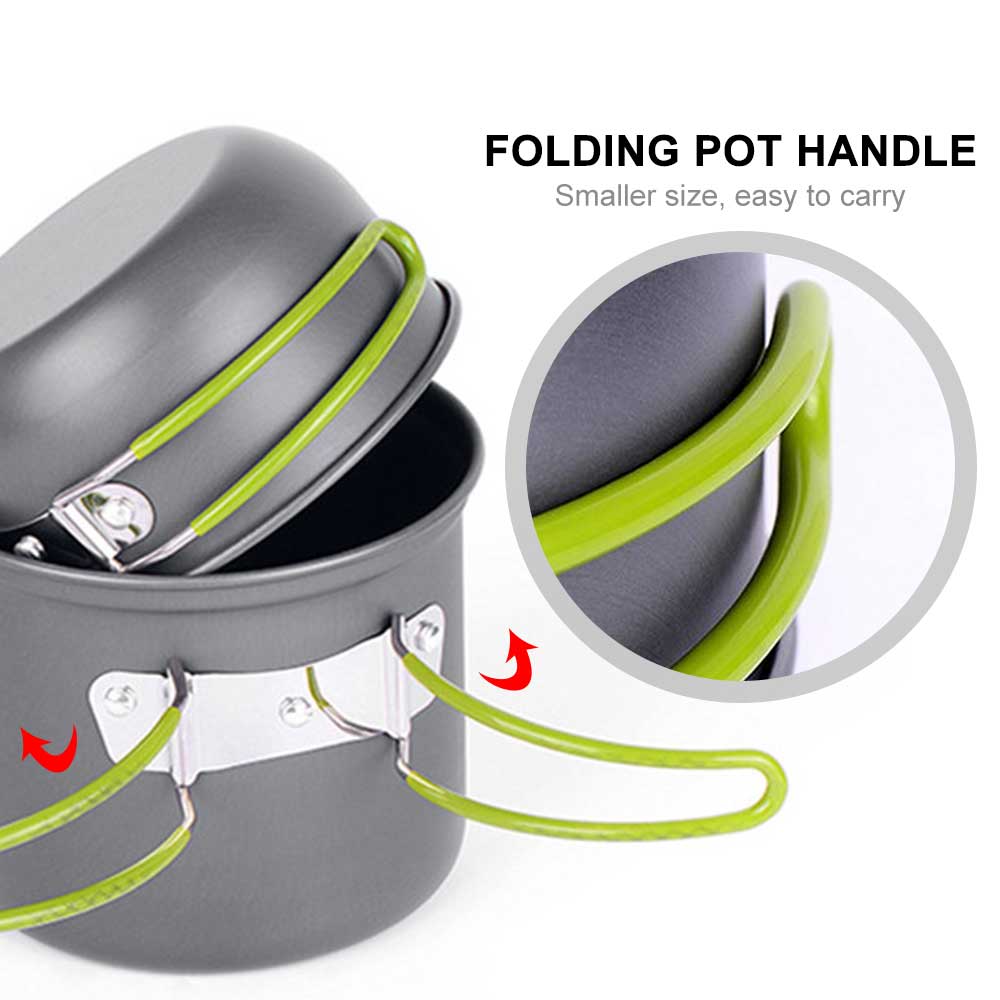 1 Set Pot Portable Cookware Utensils 1-2 Persons U... – Vicedeal