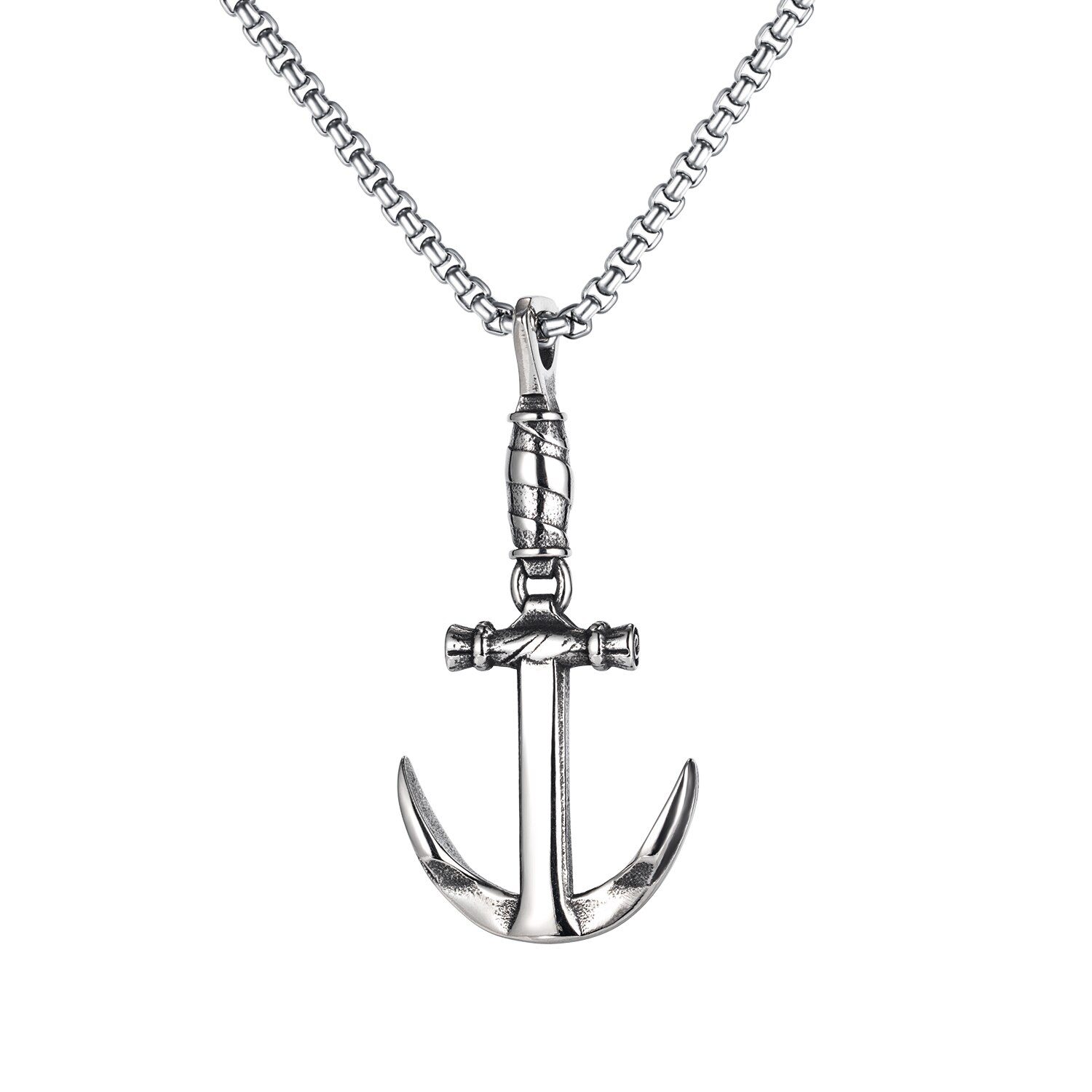 Stainless Steel Anchor Cross Pendant Necklace Men ... – Grandado