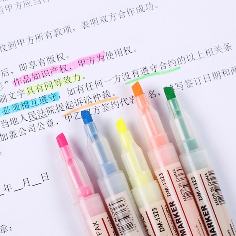 6 Color Dual Double Headed Highlighter Pen Fluores... – Grandado