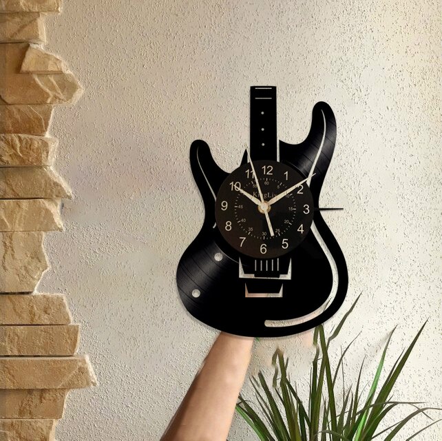 Musical Guitar Led Vinyl Wall Clock Color Change D... – Grandado