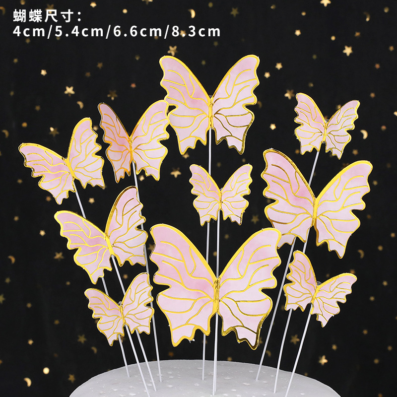 Purple Pink Butterfly Cake Decoration Happy Birthd... – Grandado