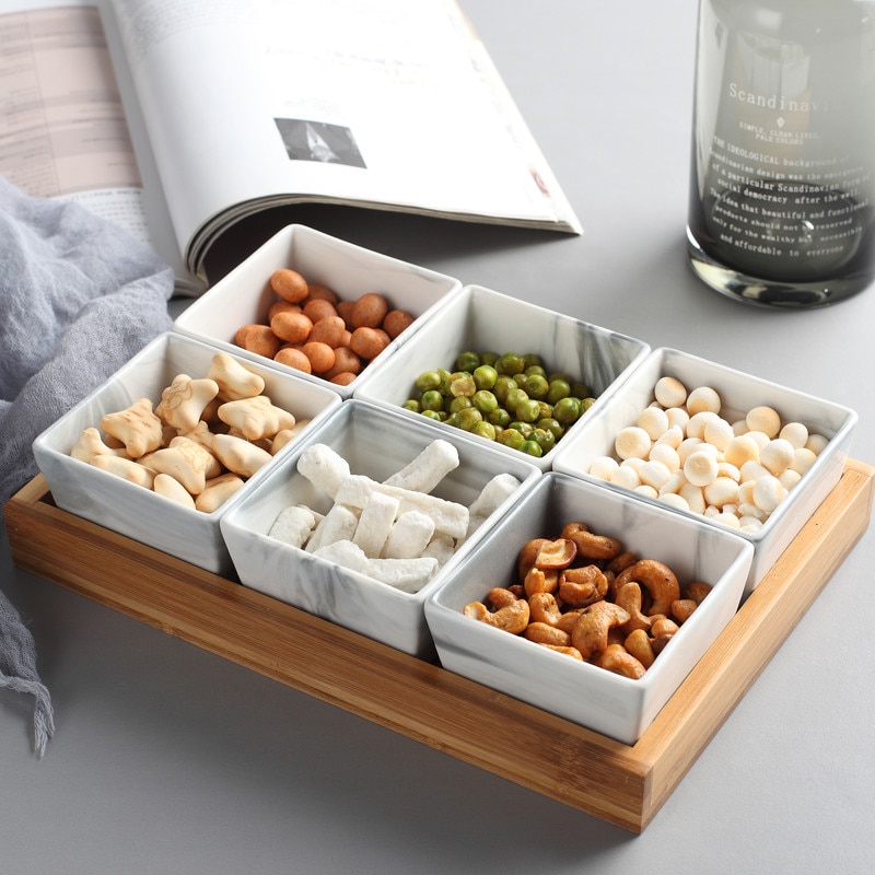 Ceramic Marble Fruit Dish Porcelain Snack Candy Nu... – Vicedeal