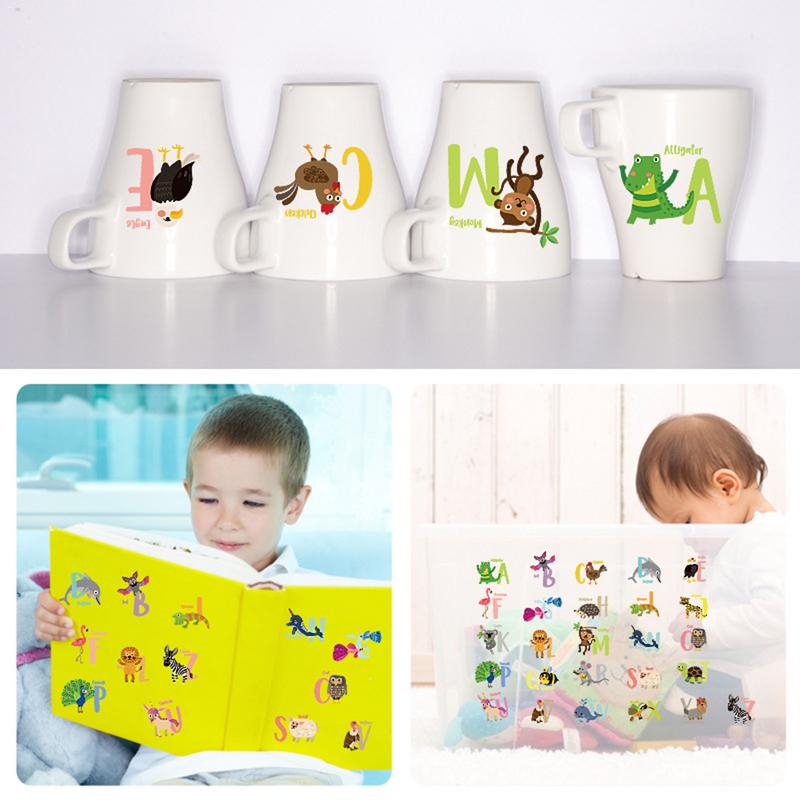 Colorful 26 Letters Cartoon Alphabet Wall Stickers... – Grandado