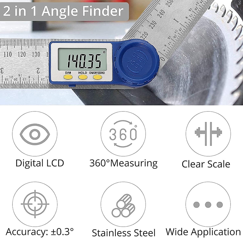 GTBL 7 Inch Digital Angle Finder Ruler, 2 In 1 Sta... – Grandado
