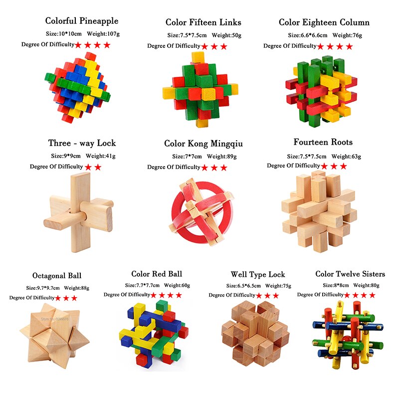 Wooden Puzzles Set Luban Lock IQ Puzzle Game for A... – Vicedeal