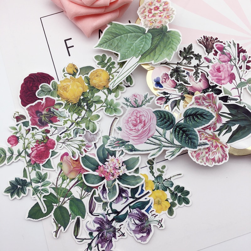 15pcs Hand Drawing Watercolor Retro big flower sti... – Grandado