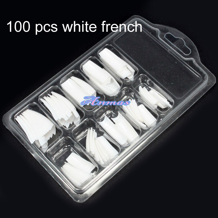 100 PCS HALF WHITE HALF ACRYLIC FRENCH TIPS NAIL A... – Grandado