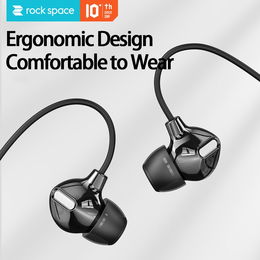 ROCKSPACE Wired Earbuds With Microphone Obsidian S... – Grandado
