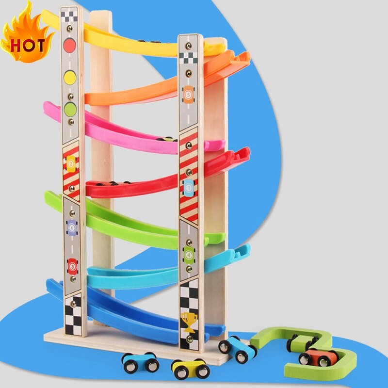 Houten 7-Layer Ramp Race Track & 8 Mini Inertie Au... – Vicedeal