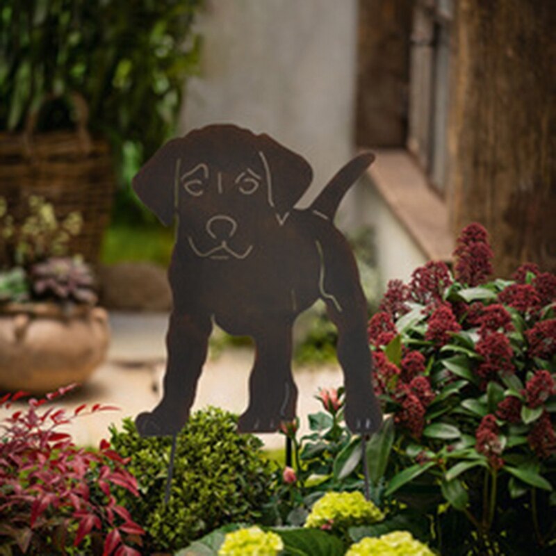 Decoratieve Tuin Plug-In Decor Roest Puppy Bakje S... – Grandado