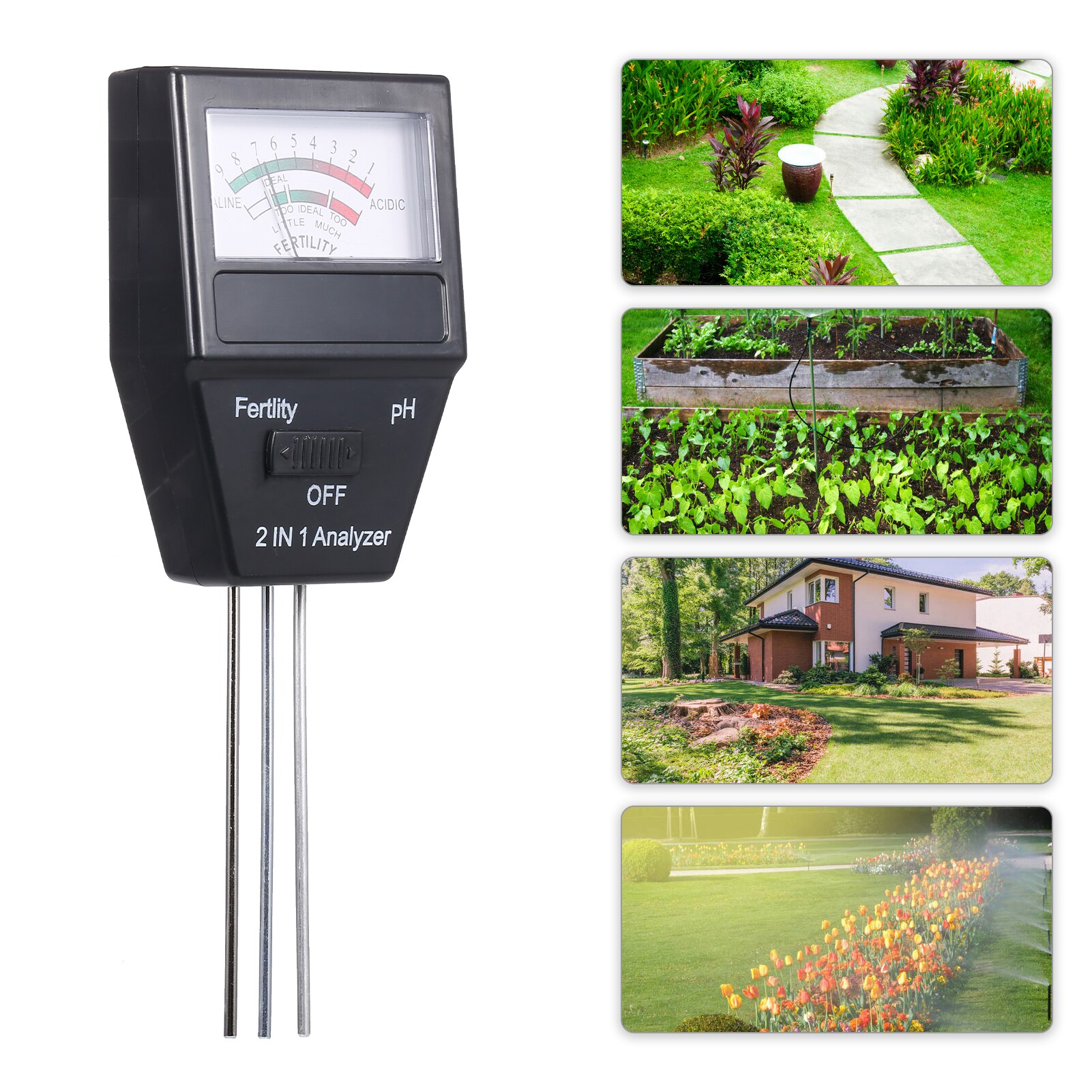 2-in-1 Soil pH Meter Fertility Tester pH Tester So... – Grandado