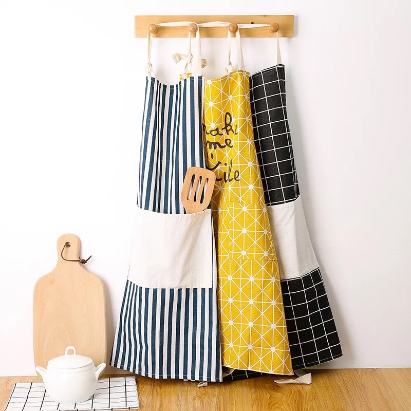 Cotton and linen Kitchen Apron Printed Unisex Cook... – Grandado