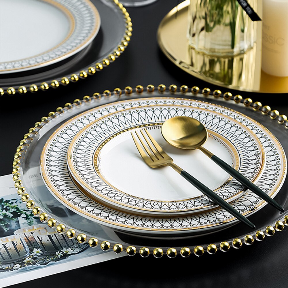 Retro Ceramic Dinner Plate Glass Saucer Fruit Cake... – Vicedeal