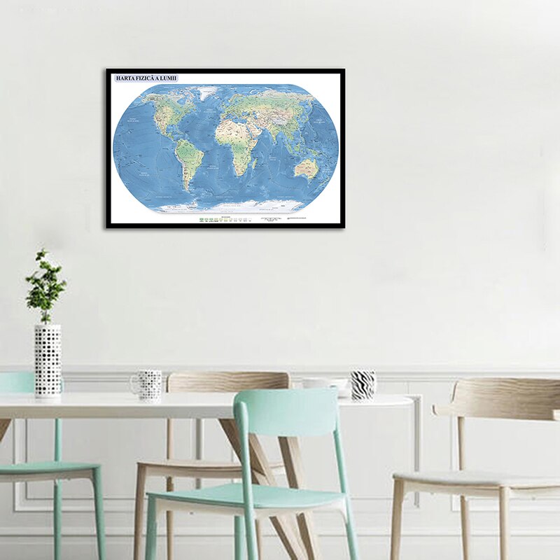 Canvas Small Map of The World 59x42cm Romanian Geo... – Grandado