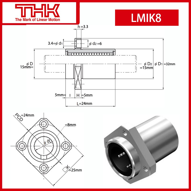 Original THK linear bushing with Square Flange LMI... – Grandado