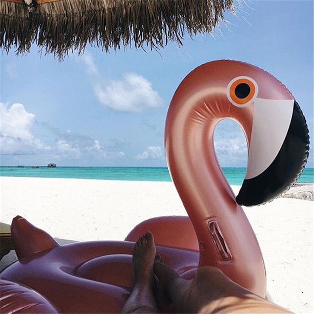 150cm Inflatable Flamingo Pool Float Rose gold Pin... – Grandado