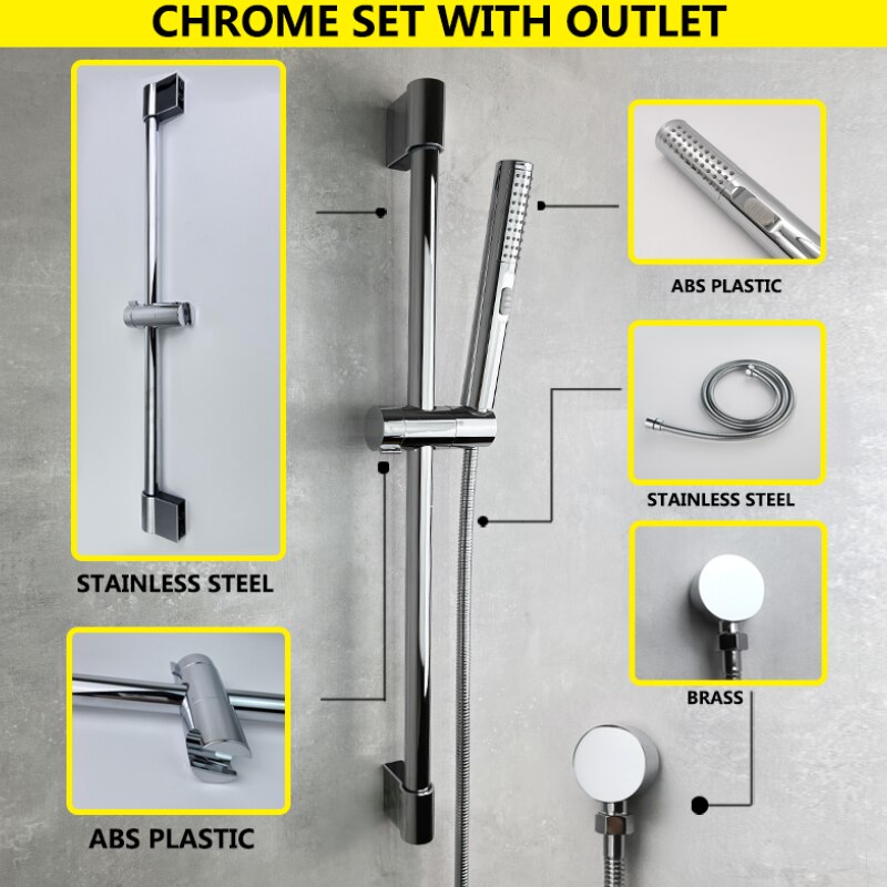 Shower Bar Set with Sliding Bar Solid Brass Outlet... – Vicedeal