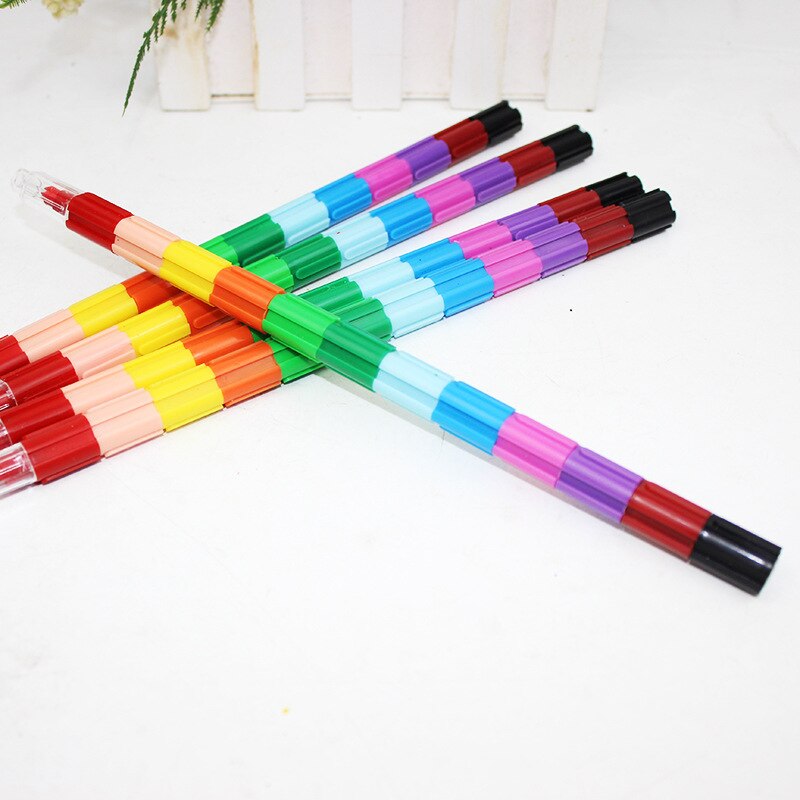 assembling building blocks painted crayons 12-colo... – Vicedeal