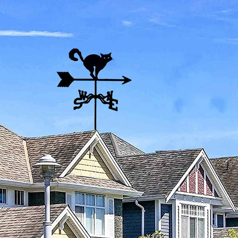 ! Outdoor Silhouette Wind Direction Metal Cat Deco... – Grandado