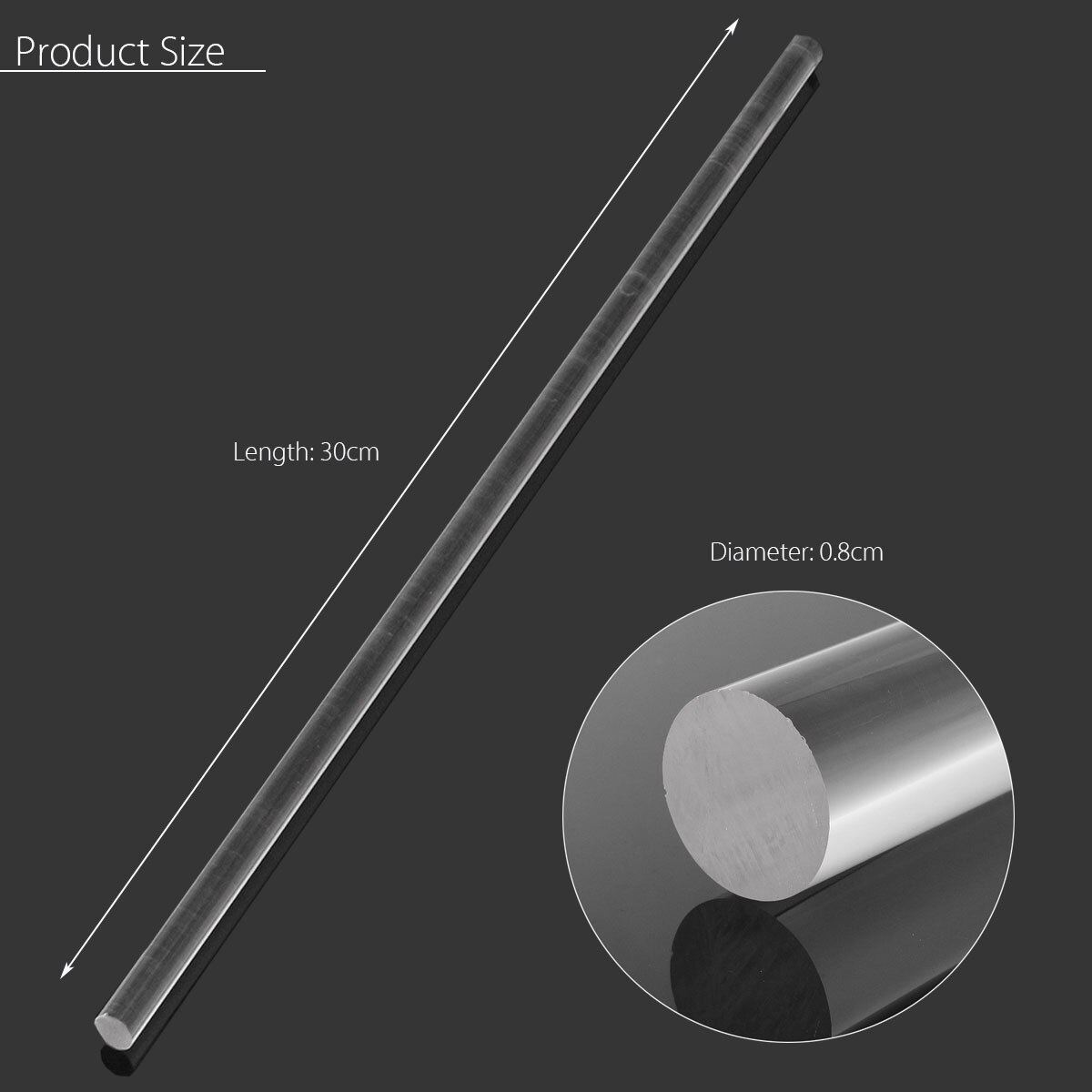 5 Pcs 5/16" Transparent Acrylic Round Rod 12" Leng... – Vicedeal