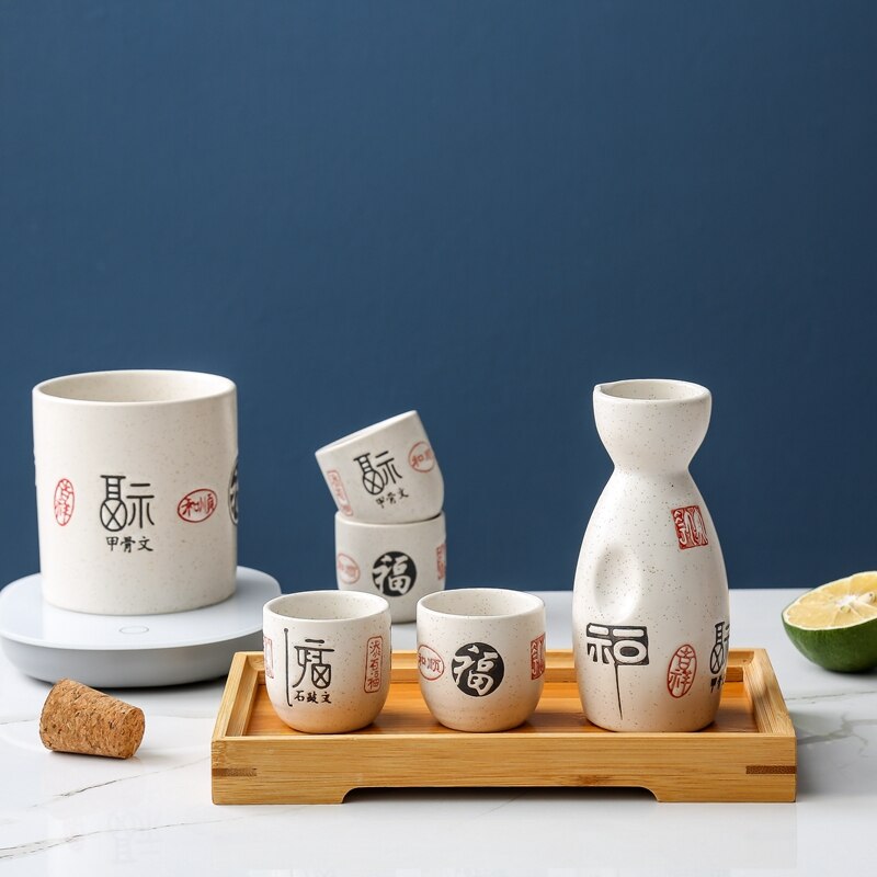 Japanese style antique sake white wine set ceramic... – Vicedeal