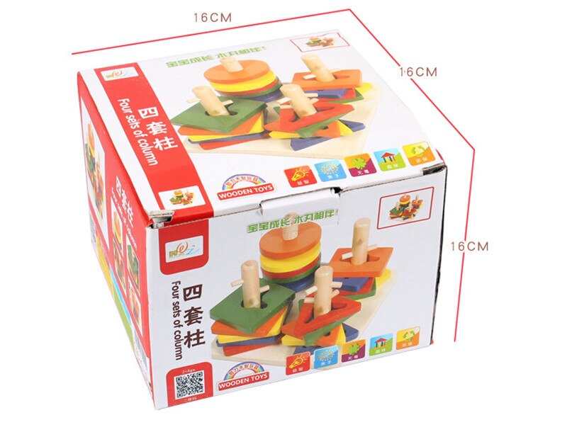 Baby 5 colors 4 pillars&geometric Shapes Sorting N... – Grandado