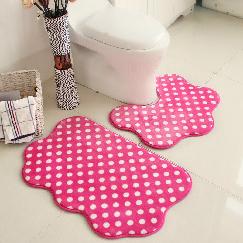 2pcs/set Pink Color Soft Bath Pedestal Mat Set Toi... – Grandado