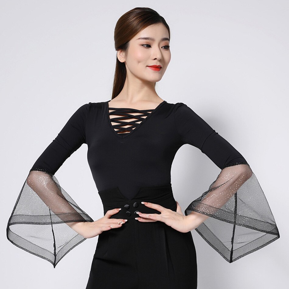L2020242 # Vrouwen Latin Dance Tops Lotus Mouw Lat... – Vicedeal