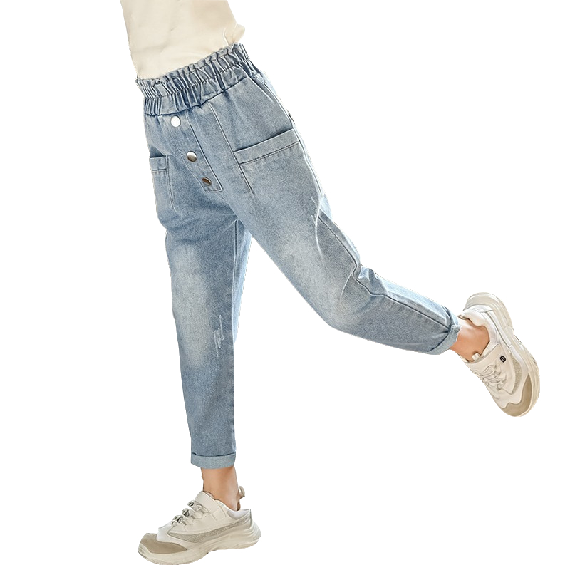 4-14Y Teenage Children Girls Jeans Autumn Loose Hi... – Grandado