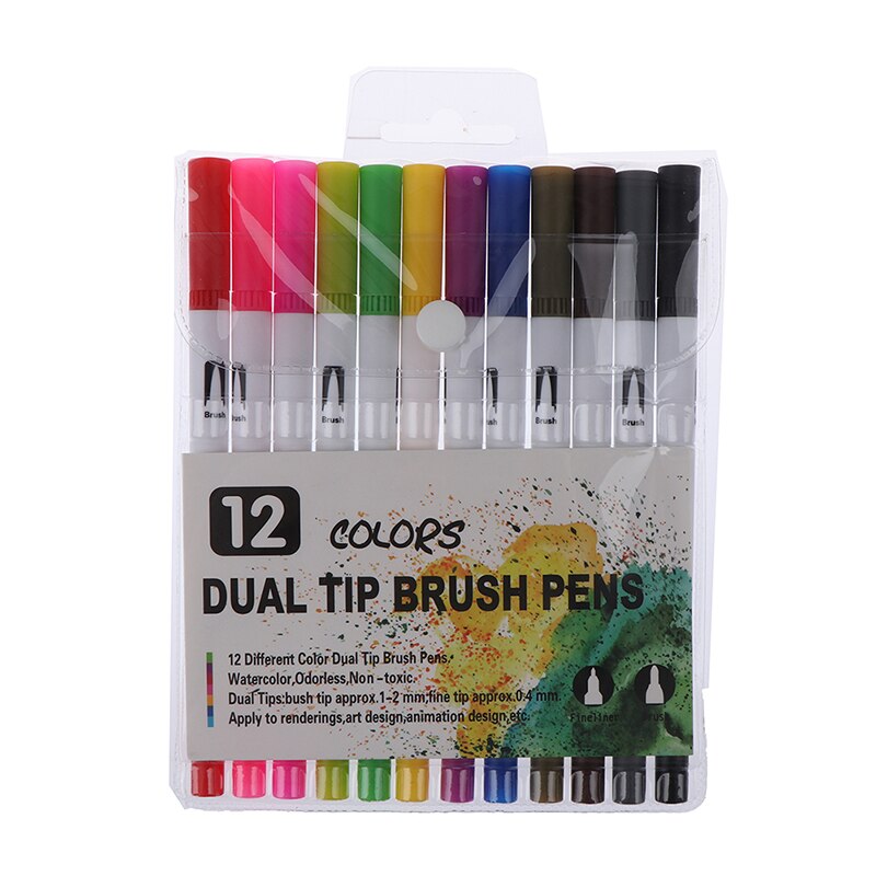12PCS/Set Marker Pen Set Watercolor Pen Brush Mark... – Vicedeal