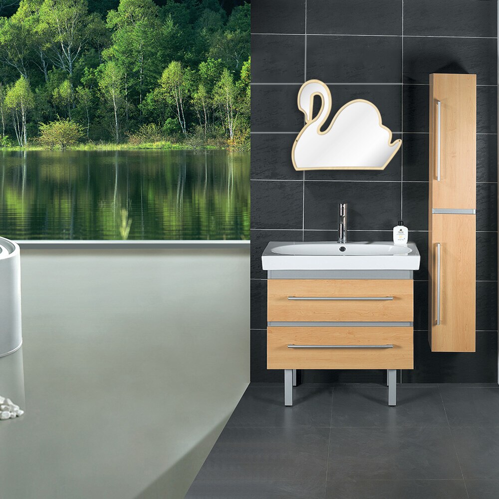 Sleeping Swan Wall Mirror Wood And Acrylic Make-up... – Grandado