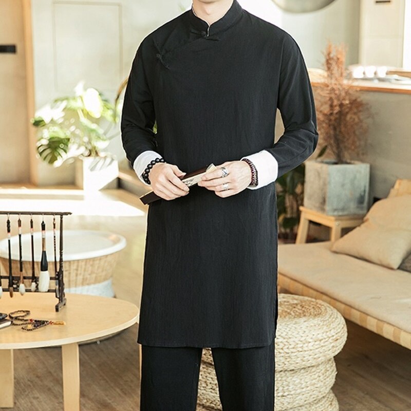 Men Chinese Traditional Cotton Linen Hanfu Shirts ... – Vicedeal