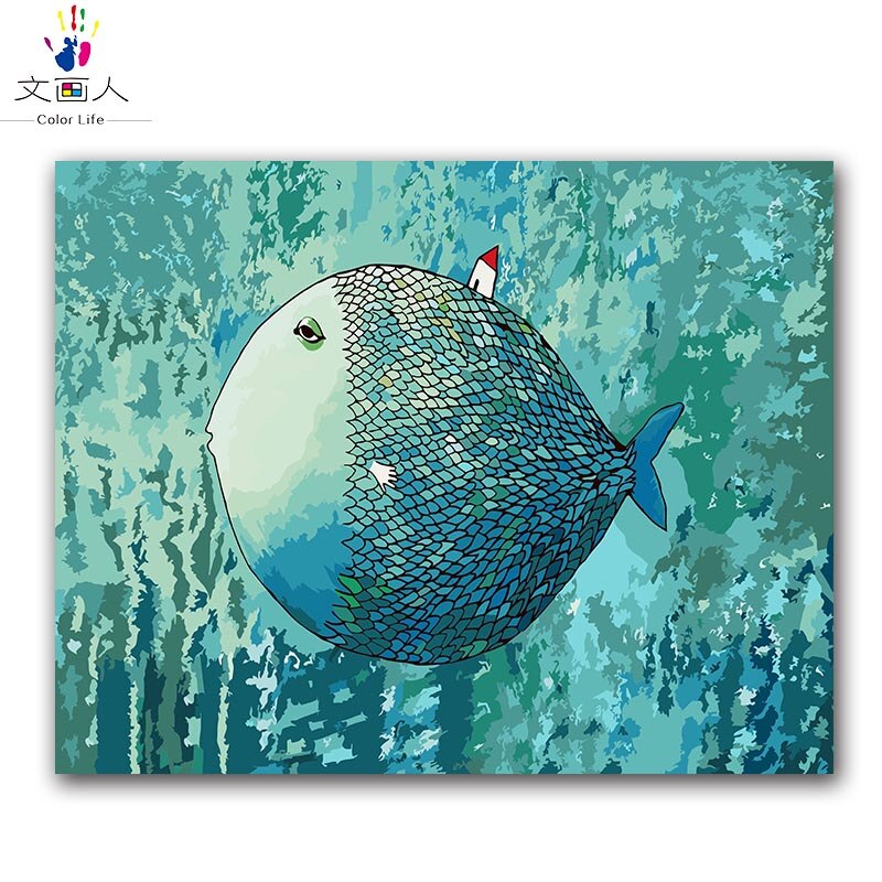 two fishes paints by numbers with kits animals pic... – Grandado