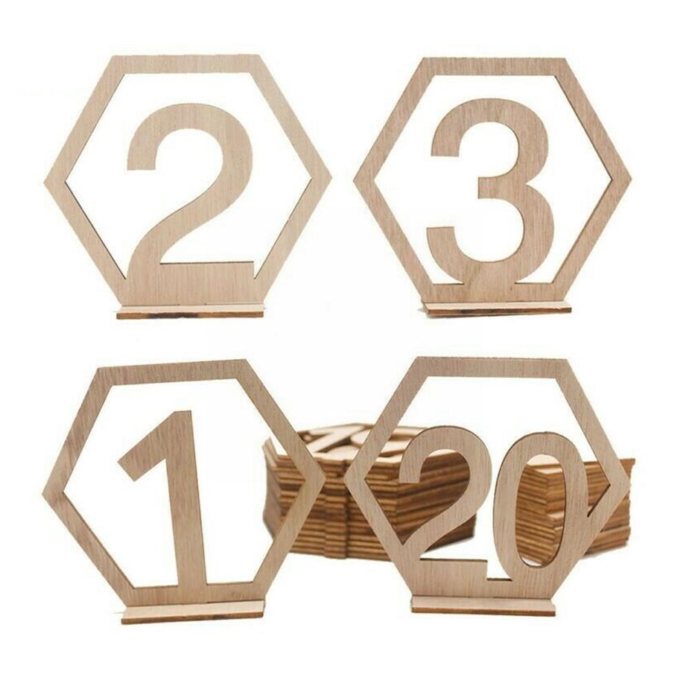 1-10 Numbers Wooden Signs Wedding Hexagonal Wooden... – Grandado