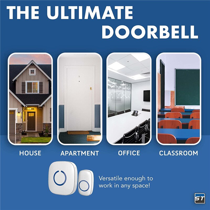 Wireless Doorbell 1 Push-Button Ringer & 1 Chi... – Vicedeal