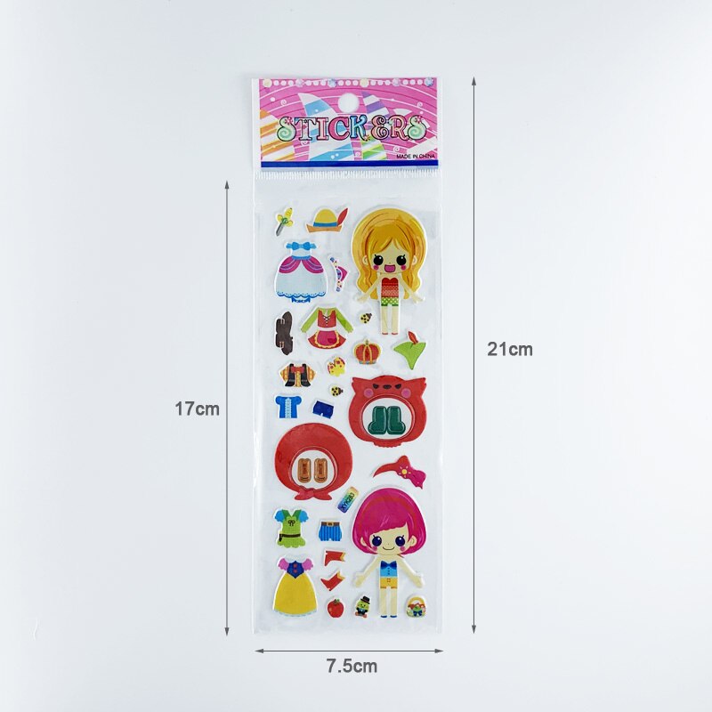 12 sheets cute dress up girl style 3D cartoon stic... – Grandado