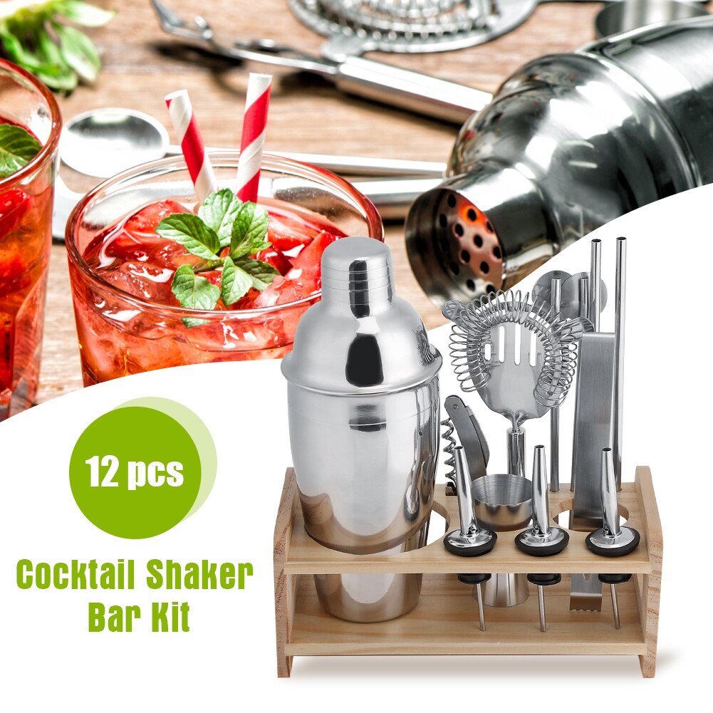 12 Pcs Stainless Steel Cocktail Shaker Mixer Drink... – Vicedeal