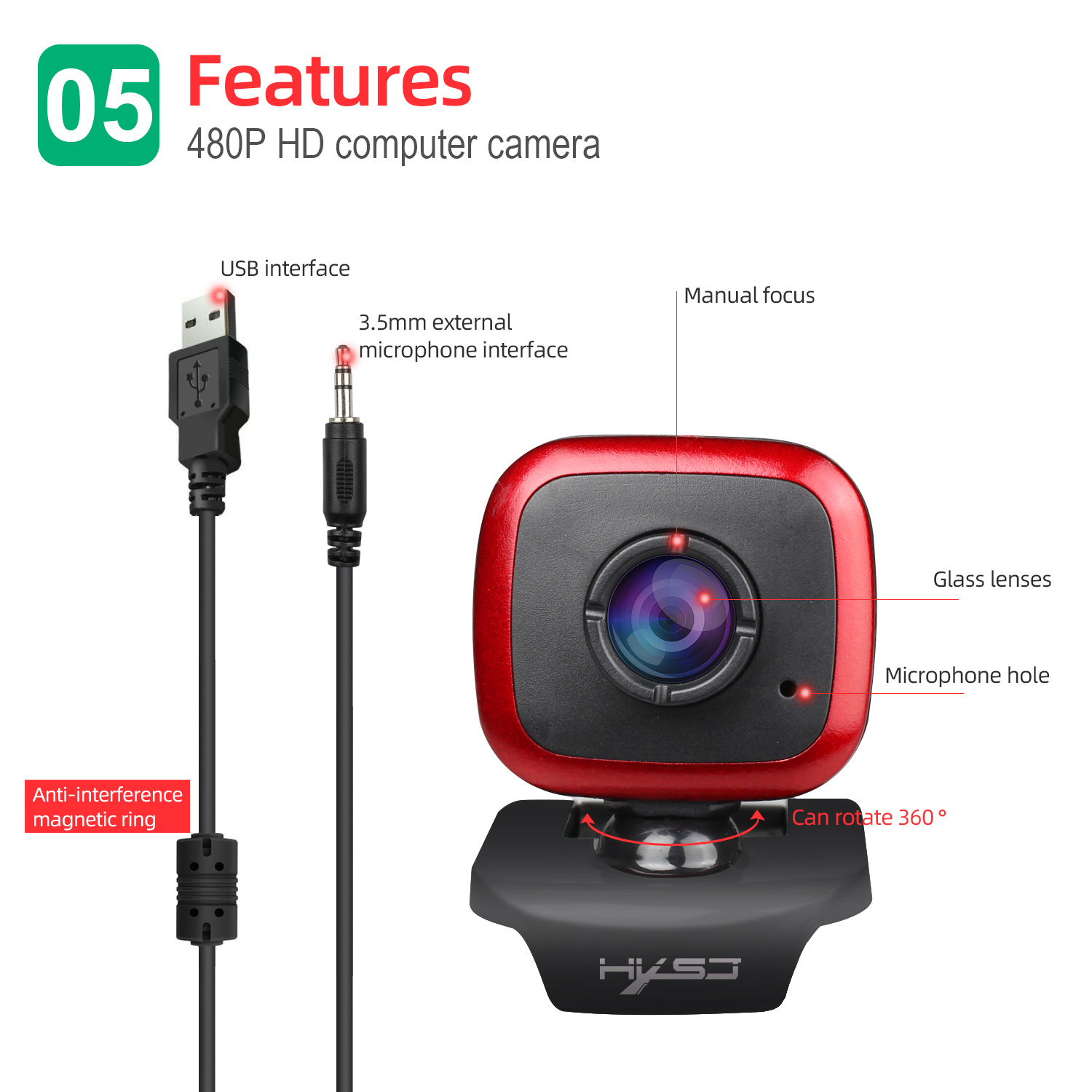 360rotatable webcam 480P HD PC camera with externa... – Vicedeal