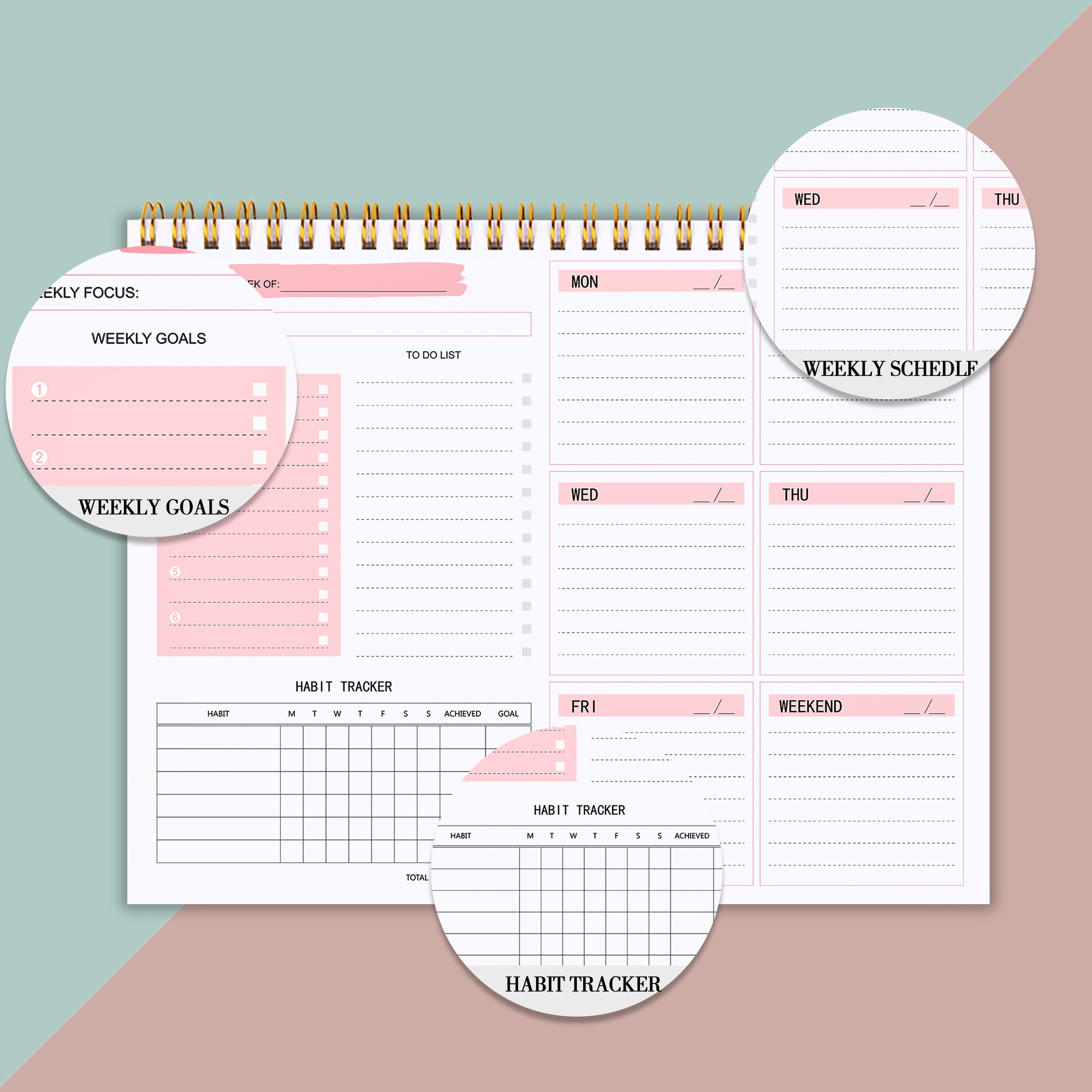 Daily Weekly Non-dated Planner Agendas Desktop Not... – Vicedeal