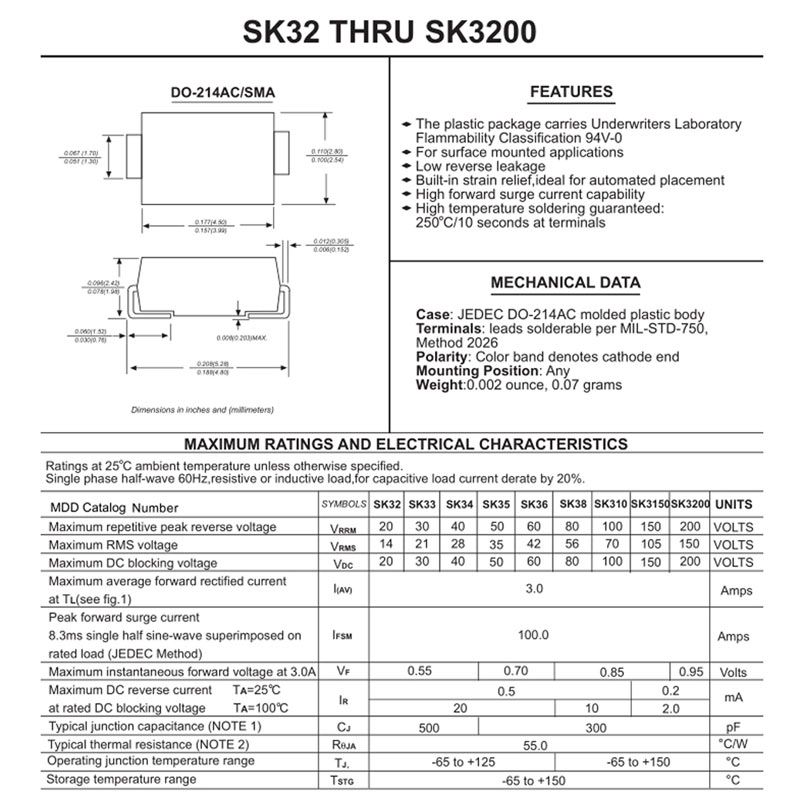 50Pcs SMD Schottky Diode SK36 SK54 SK310 SK34 2A 2... – Vicedeal