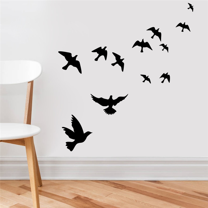 black flying birds wall decals for living room bed... – Grandado