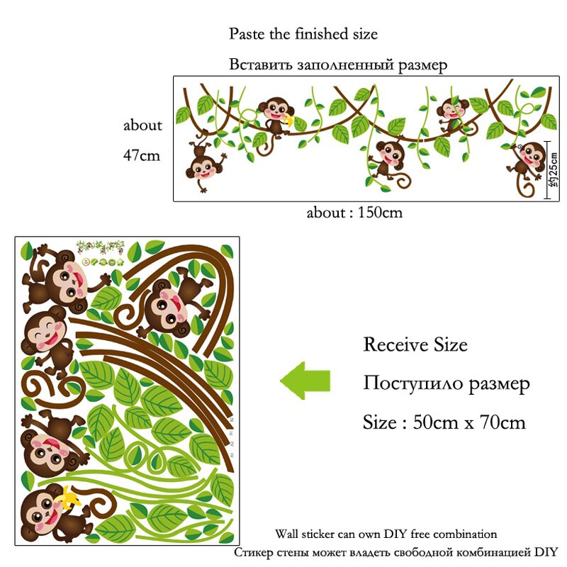 Cute mini monkeys Wall Stickers for kids room Art ... – Grandado