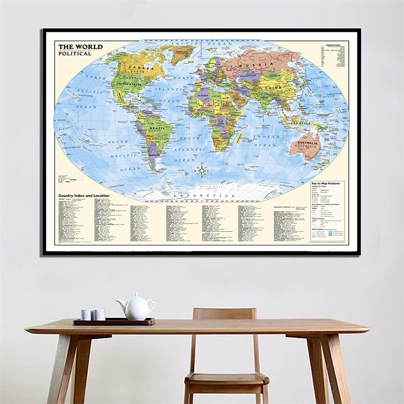 24x36 inches The World Political Map With Country ... – Grandado