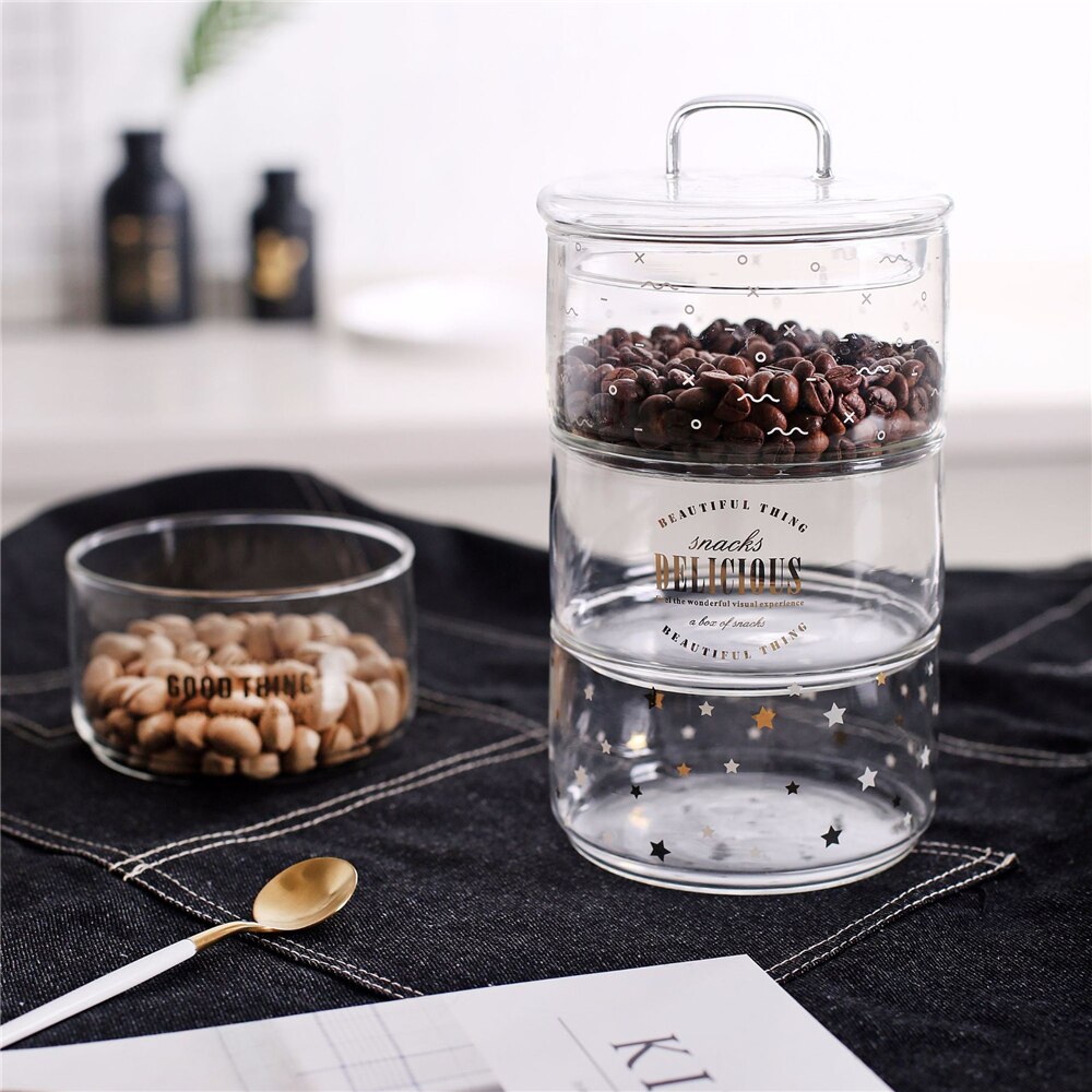 Nordic Glass Storage Jar with Lid Kitchen Coffee B... – Grandado