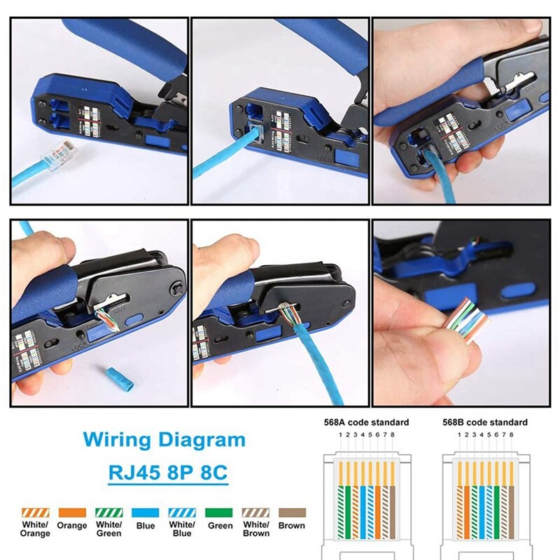 Network Cable Tester RJ45 Crimp Tool Kit CAT5 CAT5... – Grandado